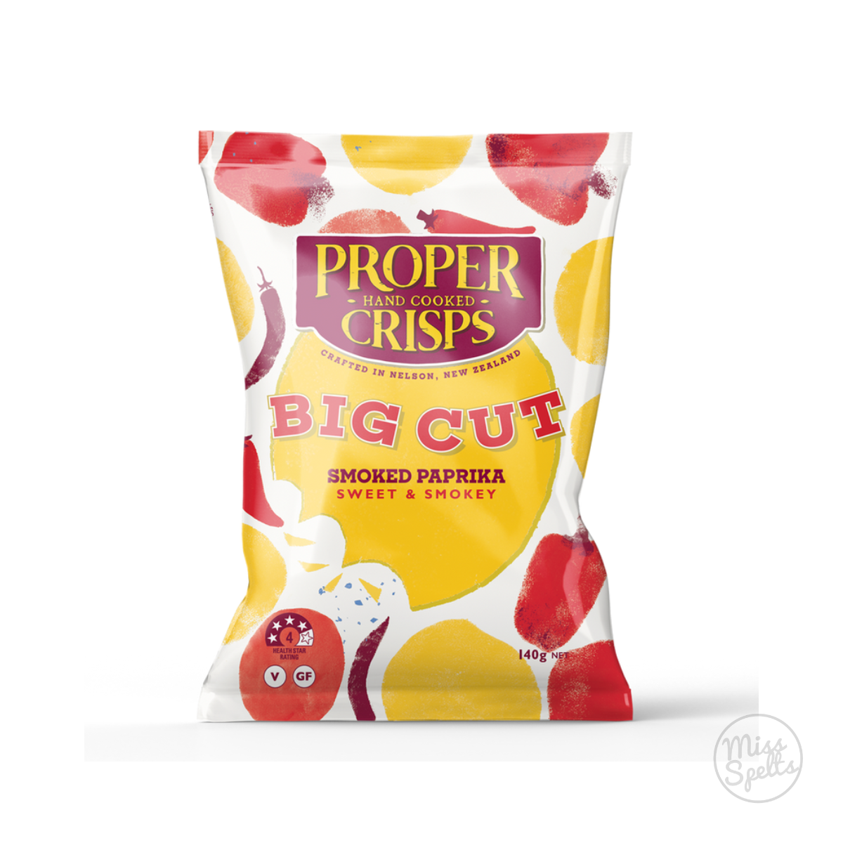 Proper Crisps Big Cut Smoked Paprika Chips 140g - Miss Spelt's Organics