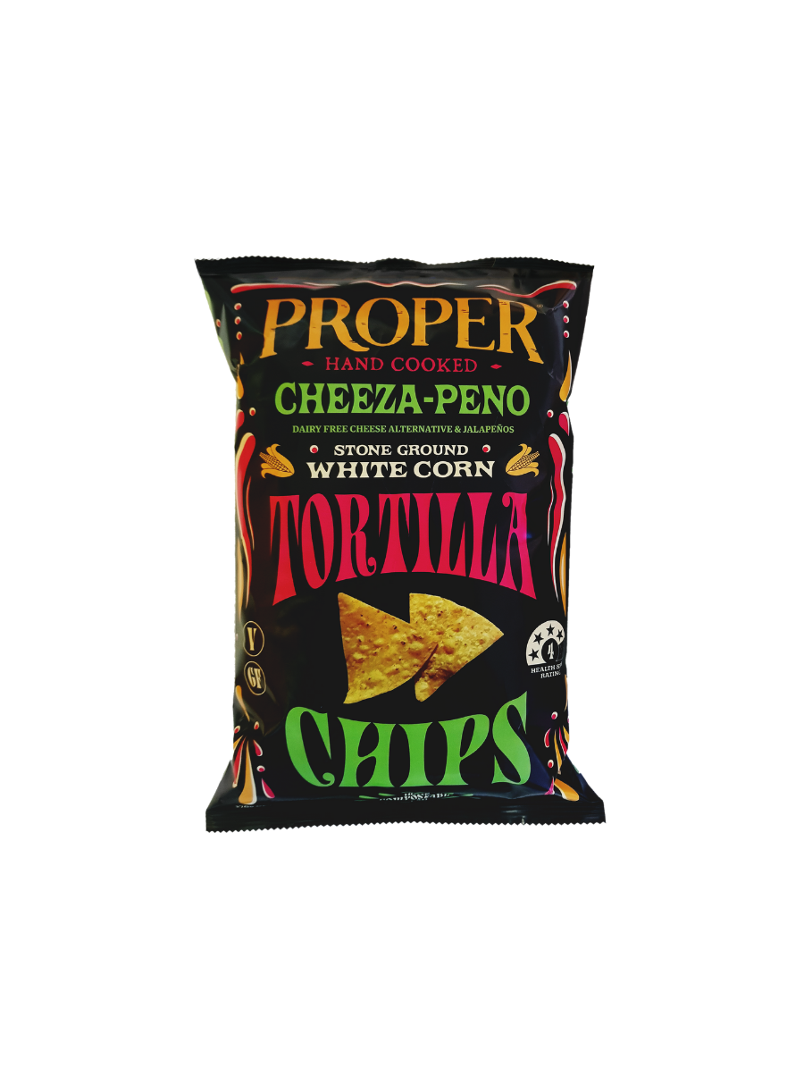 Proper Crisps Cheeza-Peno Tortilla Chips 150g - Miss Spelt's Organics